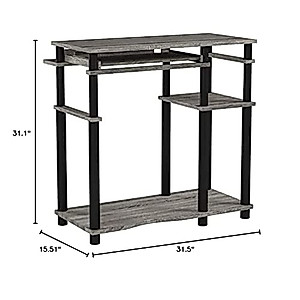 Furinno Abbott Computer Desk with Bookshelf, French Oak Grey/Black