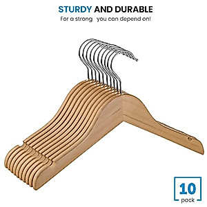 High-Grade Wooden Childrens/Kids Hangers (10 Pack) Smooth & Durable Wood Baby Hangers/Nursery Hangers - 12.5 Inch - Space Saving, 360° Hook & Cut Notches- Great Toddler Hanger for Dress Skirts Pants