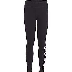 Calvin Klein Girls' Legacy Performance Leggings, Black Ck, 8-10