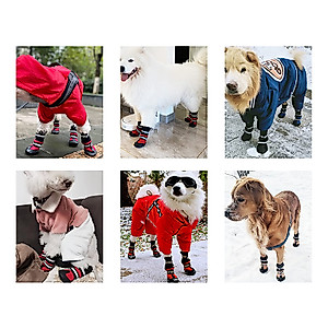 TOOPONE pet Dog Shoes high top Waterproof Anti-Slip wear-Resistant Sturdy, Non-Slip Sole Winter Dog Big Cotton Boots,(Red) (S)