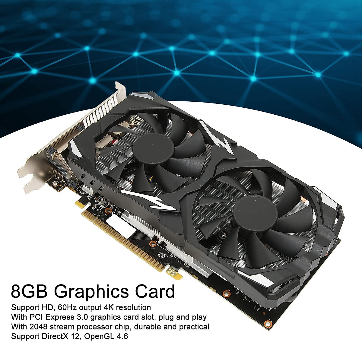 Estink RX 580 Graphics Card, 8GB GDDR5 256bit Support 8K 16 PCI Express 3.0 Gaming Graphics Card Cooling Fans PC Video Cards for PC Gaming Desktop Computers, 1080p Resolution