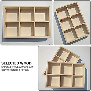 Cabilock 3 pcs Wooden 6-grid Pigment Storage Box Wooden storage box compartment storage six storage