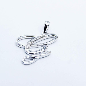Dazzlingrock Collection 0.05 Carat (Ctw) Round Diamond Fancy Letter 'G' Initial Pendant for Mother's Day, Sterling Silver
