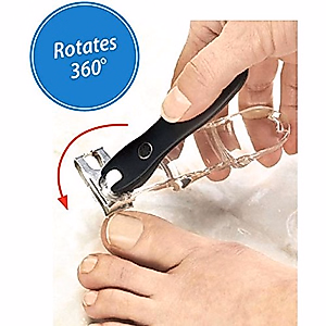 EZ Grip 360 Degree Rotary Stainless Steel Sharp Blade Fingernail Toenail Clipper, Trimmer and Cutter