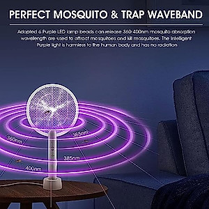 Electric Fly Swatter Racket 2 Pack, Mosiller 2 in 1 Bug Zapper with USB Rechargeable Base, 4000 Volt Indoor Outdoor Mosquito Killer with 3-Layer Safety Mesh for Pest Insect Control & Flying Trap