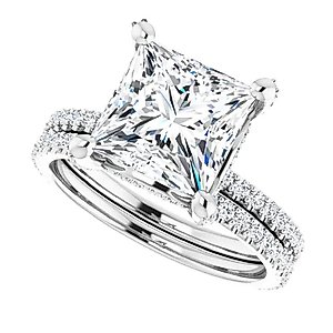 3 CT Princess Cut VVS1 Colorless Moissanite Engagement Ring Set, Wedding/Bridal Ring Set, Sterling Silver Vintage Antique Anniversary Promise Ring Set Gifts for Love (10)