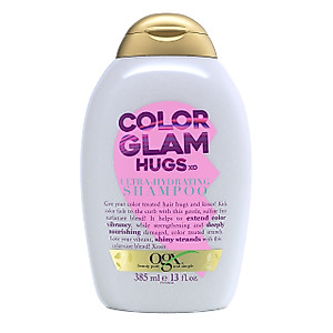 OGX ColorGlam Ultra Hydrating Shampoo for Color-Treated Hair, Gentle Sulfate-Free Surfactants to Help Protect Hair Color, Semi-Sweet Scent, 13 Fl Oz