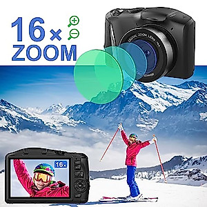 Kmnuiey 4K Digital Camera,Auto Focus 48MP Vlogging Camera for YouTube 16X Zoom Travel Portable Digital Camera with 2 Batteries