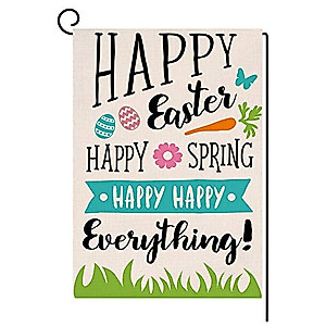 Happy Easter Garden Flag Vertical Double Sided 12.5 x 18 Inch Sping Burlap Yard Outdoor Decor