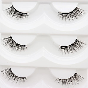 DAODER Eyelashes Half Lashes Wispy Cat Eye Faux Mink Lashes Natural Look 7-13mm Short Demi Wispies False Eyelashes Soft Lashes for Daily Wear 5 Pairs (Half Lashes 05) Black