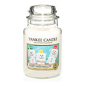 Yankee Candle Merry Marshmallow Scented, Classic 22oz Large Jar Single Wick Candle, Over 110 Hours of Burn Time