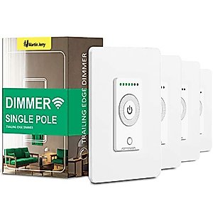 Smart Dimmer Switch 4 Pack by Martin Jerry | Rotary Trailing Edge Dimmer Light Switch, Voice Control by Alexa, Google Home, SmartLife App, Needs Neutral Wires, 2.4G WiFi