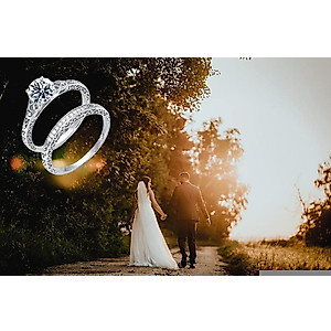 Ayafee 1-1/8 Carat (ctw) Round Cut Women's Bridal Ring Sets, 10K 14K 18K Gold 925 Sterling Silver Moissanite Engagement Ring Wedding Band Jewelry Set for Women - Sterling Silver