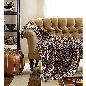 MarCielo Fleece Throw Blanket, 50 x 60 Inch Lap Fleece Blankets (Leopard)