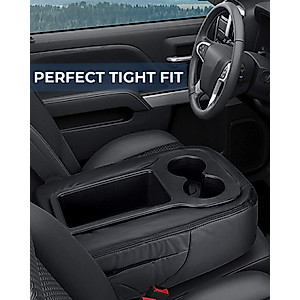 ISSYAUTO Armrest Cover Compatible with 2007-2014 Silverado Suburban Yukon Sierra Tahoe Jump Seat, Leather Center Console Cover