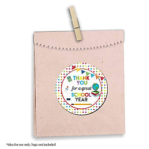 Thanks for a Great School Year Teacher Appreciation Thank You Sticker Labels, 40 2" Party Circle Stickers by AmandaCreation, Great for Envelope Seals & Gift Bags
