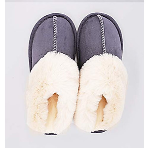 SnailGo Women's Slippers Fluffy Memory Foam Fuzzy House Furry Indoor Cozy Warm Ladies Slippers Dark Grey 9.5-10