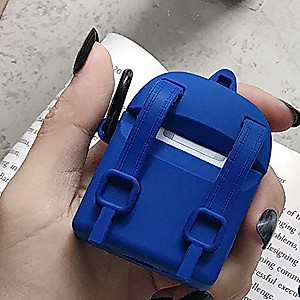 APOSU Designer Case for Airpods 2 Silicone Cartoon Backpack Case for AirPods 1/2 with Keychain Cool Air Pods Skin for Teens Boys Girls Men Women Blue