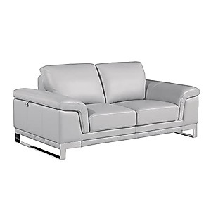 Blackjack Furniture Weston Collection Italian Leather Living Room, Den Loveseat, Light Gray