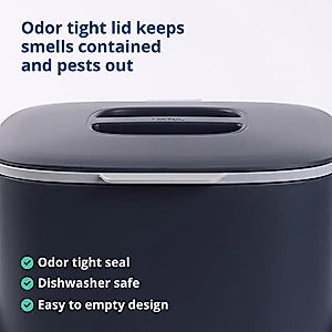 BLUE GINKGO Kitchen Compost Bin - Easy Clean Food Waste Bin for Kitchen with Handles | Countertop Compost Bin Kitchen Food Scrap Pail Bucket | Made in Korea (0.69 gal / 2.6L) - Grey