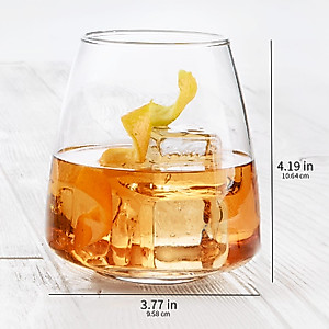 Libbey Stackable Stemless Wine Glasses Set of 6, Tapered Bulb Shaped All Purpose Wine Glass Set, Dishwasher Safe Glass Wine Glasses, Cocktail