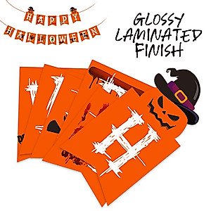 Happy Halloween Birthday Banner, Witch Ghost Pumpkin Claw Theme Party Decorations, Halloween Party Supplies (Orange)