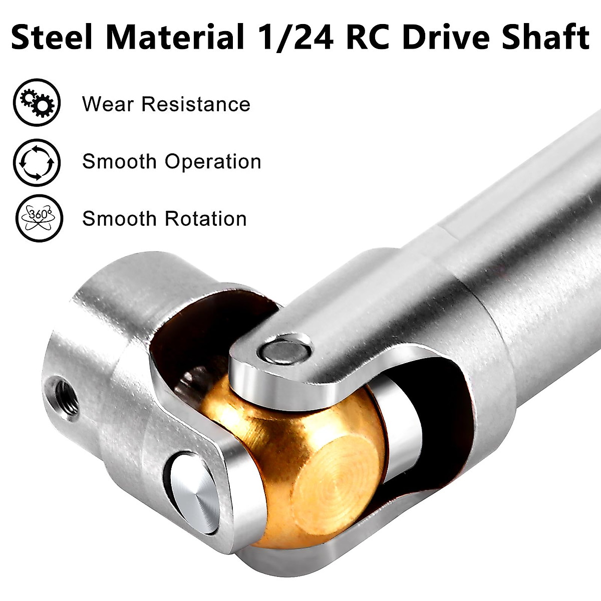2Pcs SCX24 Driveshaft Stainless Steel Center Drive Shaft for Axial SCX24 XC-1 1/24 RC Crawler Upgrade