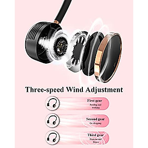 Minthouz Portable Neck Fan, 3 Speeds Wearable Personal Fan Hands Free Bladeless Fan, 2000mAh Rechargeable Battery Operated USB Fan 360° Cooling Fan Around Neck for Outdoor, Travel, Home,Office - Black