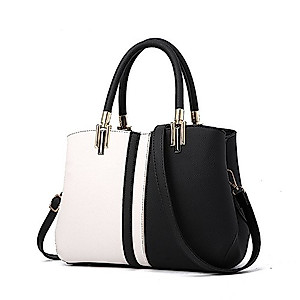 Nevenka Purses and Handbags for Women Top Handle Bags Leather Satchel Totes Shoulder Bag From (Black)