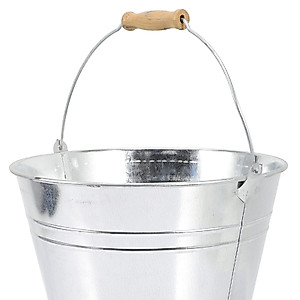 Zerodeko Ash Bucket with Handle, Fireplace Metal Bucket Charcoal Bucket Fireplace Ash Bucket Galvanized Coal and Hot Ash Pail for Indoor and Outdoor