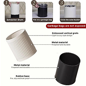 LEASYLIFE 10L/2.6Gal Waste Basket for Office,Open Top Bathroom Trash Can,Modern Garbage Can,Small Metal Trash can for Office,Bathroom,Laundry,Hotel,Bedroom