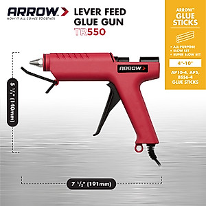 Arrow TR550 Heavy Duty Professional Electric Hot Melt Glue Gun for Crafts, Construction, Wood, Uses Standard Glue Sticks