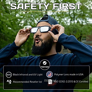 Tesyker Solar Eclipse Glasses, 4 Pack Plastic Eclipse Glasses for Solar Eclipse Viewing, ISO 12312-2 Certified For Direct Sun Observation, AAS Approved