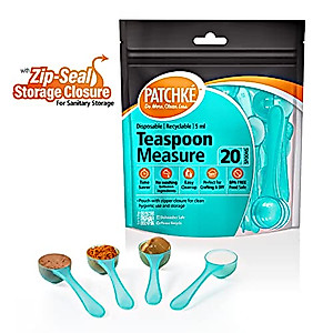 Disposable Teaspoon Measuring Spoons - Coffee Scoop Measure, Fits in Spice Jars [20 Pack - 5 ml]