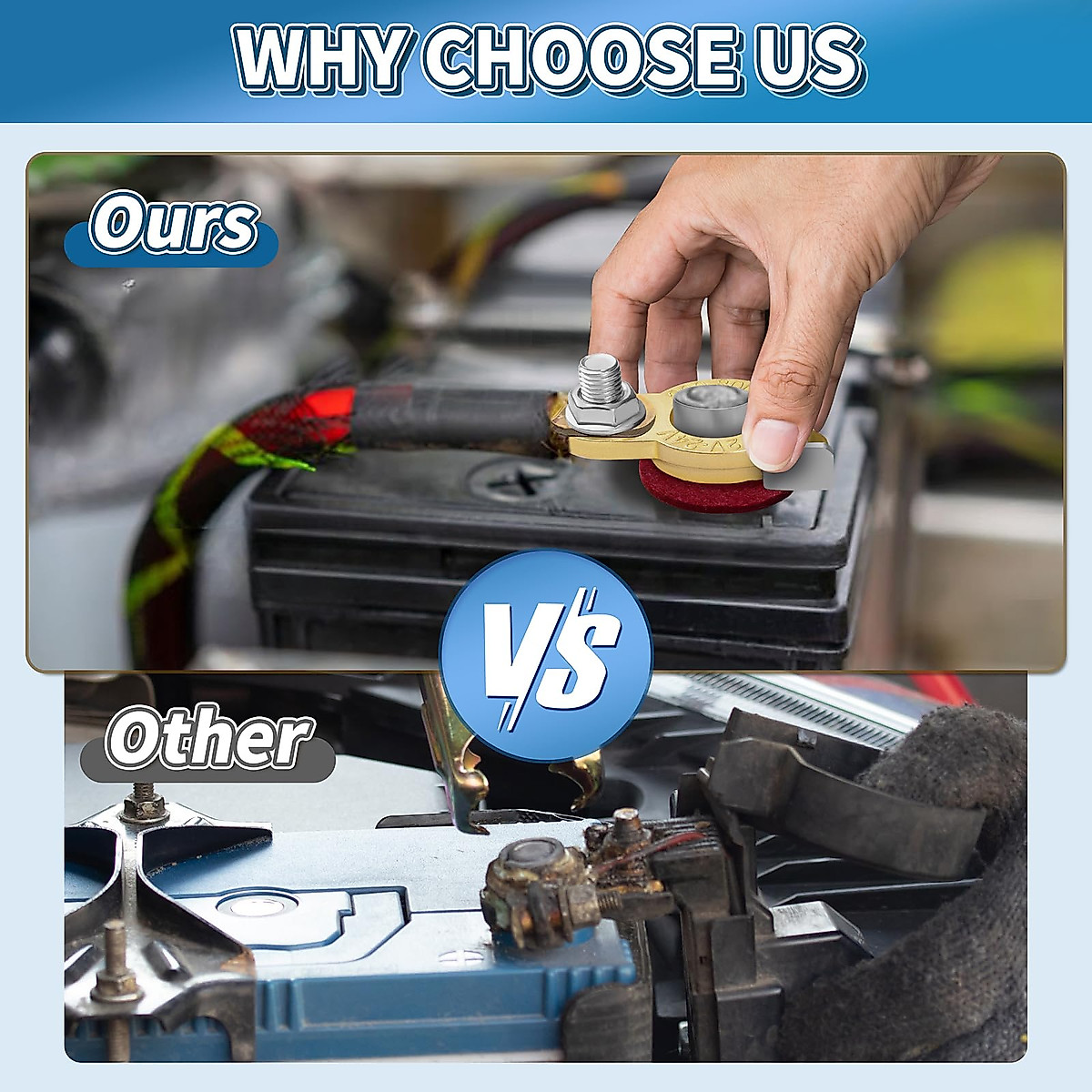 Battery Terminal Connectors 2 Pair, Battery Terminals M8 x 21mm Bolt, Battery Cable Ends Pure Copper with Anti-Corrosion Pad for Car RV Accessories Automotive Car Marine Battery by XIOGZAXI