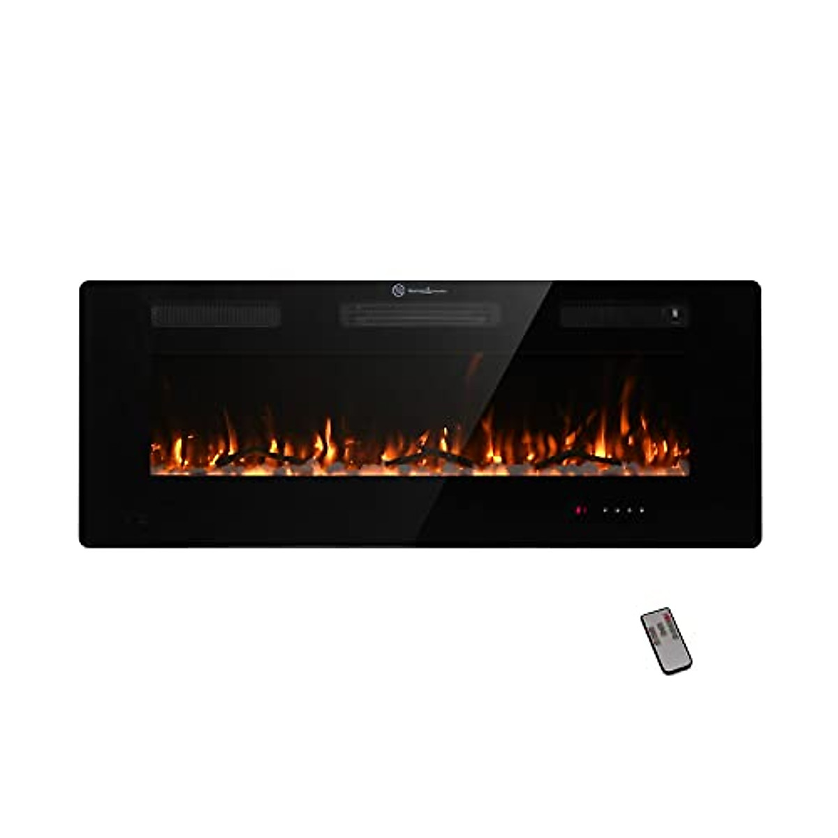 FODINGHILL 50" Insert Wall Mounted Electric Fireplace, Low-Noise Fireplace Heater Mantel Features a Touch Screen, Timer, Adjustable Flame Color, 700W / 1400W