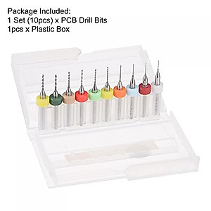 uxcell Micro PCB Drill Bit Set, 1/8" Shank 0.3mm-1.2mm Solid Tungsten Carbide CNC Engraving Print Circuit Board Drill Bits Rotary Tool 10pcs