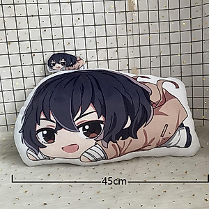 Anime BSD Plush Doll Hugged Pillow Cartoon Character Dazai Osamu Cute Plush Pillow Cushion Doll Toy Stuffed Cushion Birthday Xmas Gift Sofa Decoration