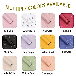 MLSG 20 Sheet Solid Color Heart Wrapping Paper - Waterproof Floral Bouquet Wrapping Paper, Florist Supplies Packaging Paper for Wedding Birthday Gift Wrap Paper (Black Gold)