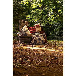 Chandler 4 Corners Artist-Designed Northwoods Cones Hand-Hooked Wool Decorative Throw Pillow (18” x 18”) Lake & Lodge Pillow for Couches & Beds - Easy Care & Low Maintenance - Square Cabin Pillow