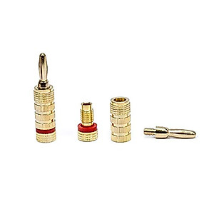 Monoprice Gold Plated Speaker Banana Plugs – 5 Pairs – Closed Screw Type & Premium RCA Cable - 1.5 Feet - Black | 2 RCA Plug to 2 RCA Plug, Male to Male, 22AWG