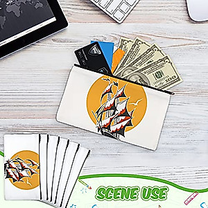 Sublimation Blank Canvas Zipper Pouch Canvas Pencil Pen Case Bag Double-Side Sublimation Blank Makeup Bags DIY Craft Blank Makeup Bags with Zipper for Painting DIY Craft (24 Pieces)