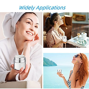 Minsily 4 Pack Airless Pump Jars, 1 Oz Airless Pump Bottles Cream Jar Vacuum Cosmetics Pump Bottle Dispenser, Travel Container Empty Airless Cosmetic Container for Skincare Cream Lotion Moisturizer