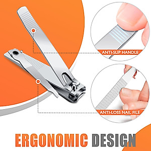 Finger Nail Clippers Adult - DRMODE 8 Pack Nail Clippers Bulk for Men Women Sharp Stainless Steel Travel Mini Toenail Clippers and Fingernail Clipper Set Curved Cutter Trimmer with Nail Cleaner/File