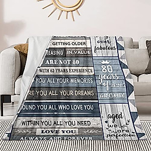 80th Birthday Gifts for Women Men, 80th Birthday Thrown Blanket 50" x 60", 80 Years Old Gifts Ideal for Him Her, 1943 Blanket Gift for Parents Husband Friends Bestie 80th Birthday Blanket Decorations