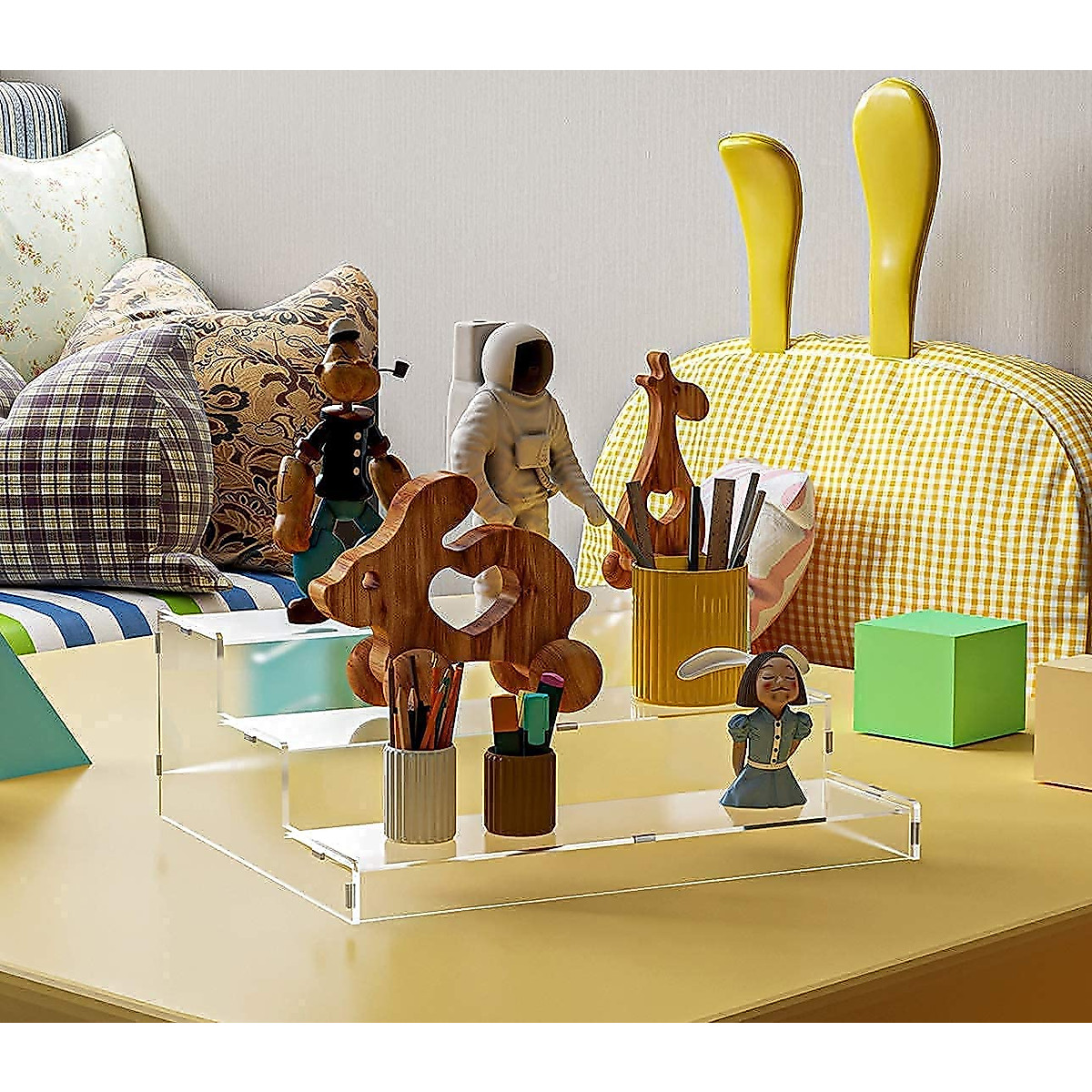 evron Pantry Organization and Storage Clear Acrylic Spice Rack Organizer for Cabinet & Countertop (ASSEMBLY REQUIRED) 3 Tier Organizer Versatile Tierd Shelf Organizer 10.5 in