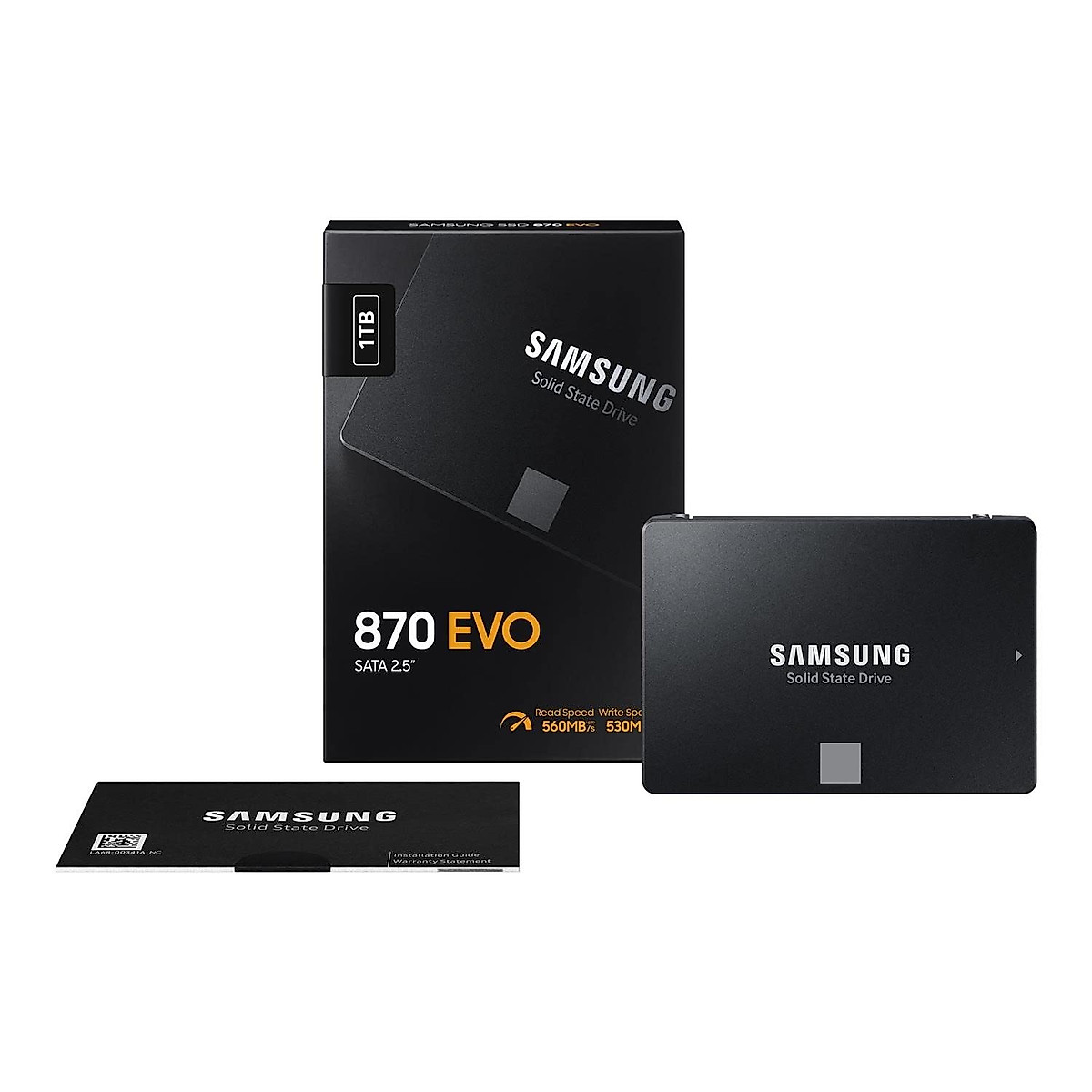 SAMSUNG SSD 870 EVO, 1 TB, Form Factor 2.5”, Intelligent Turbo Write, Magician 6 Software, Black (Internal SSD)