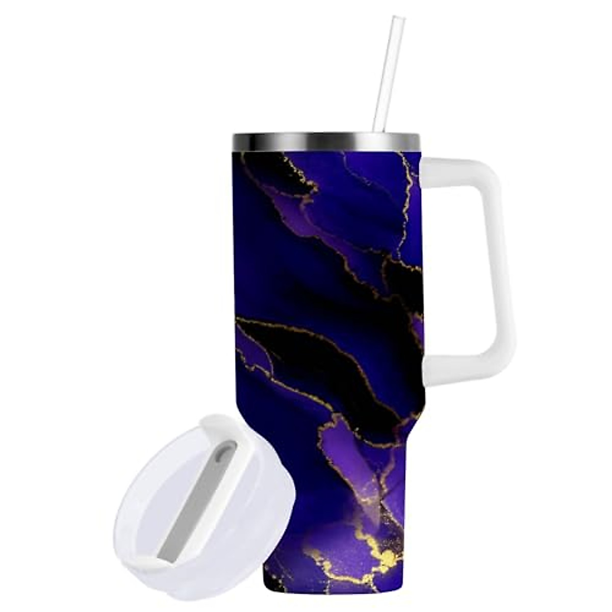 RPLIFE Abstract Watercolor Purple Stainless Steel Tumbler, Insulated Coffee Cups with Lids, Coffee Tumbler for Women