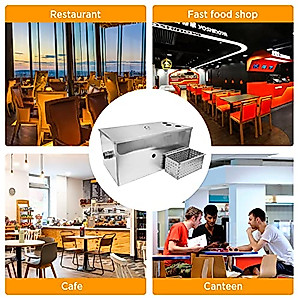 Ganggend Upgraded Commercial Grease Trap, 10LBS Grease Interceptor Trap, 5GPM Stainless Steel Grease Trap Interceptor Set with Removable Baffles for Restaurant, Canteen, Kitchen Wastewater