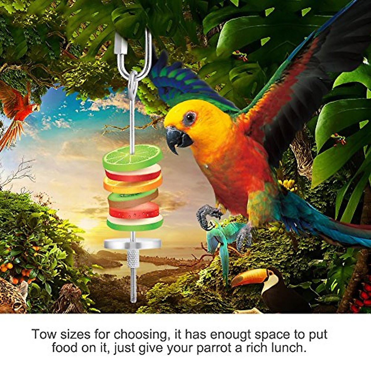 Parrot Fruit Holder, Stainless Steel Bird & Small Animals Stainless Steel Fruit Vegetable Holder Foraging Toy Bird Treat Skewer(#2)